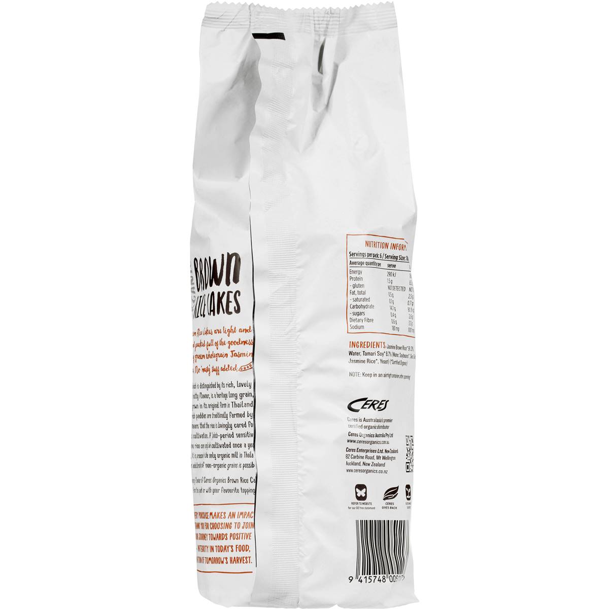Ceres Organics Organic Brown Rice Cakes Tamari 110g | Woolworths