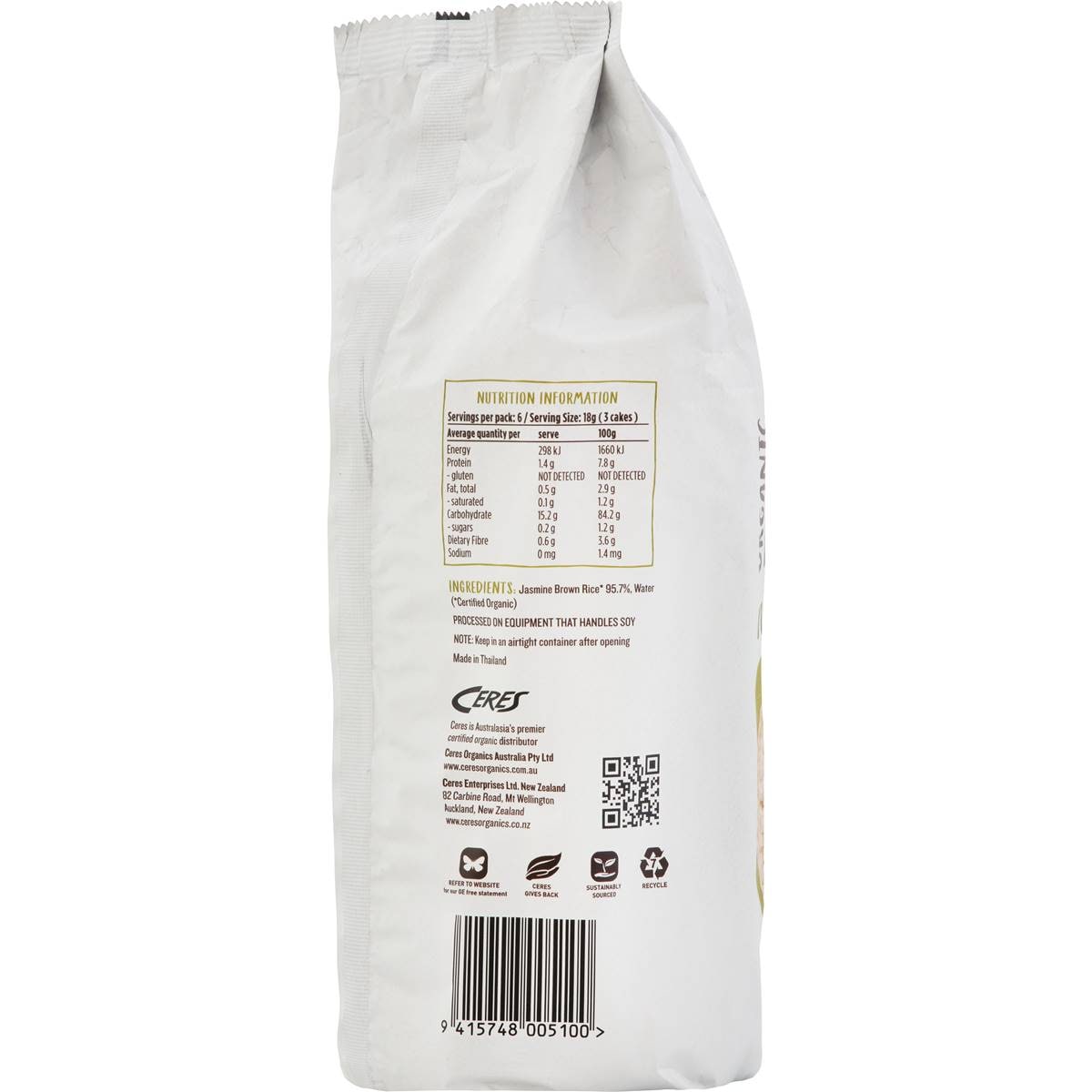 Ceres Organics Rice Cakes No Added Salt 110g | Woolworths