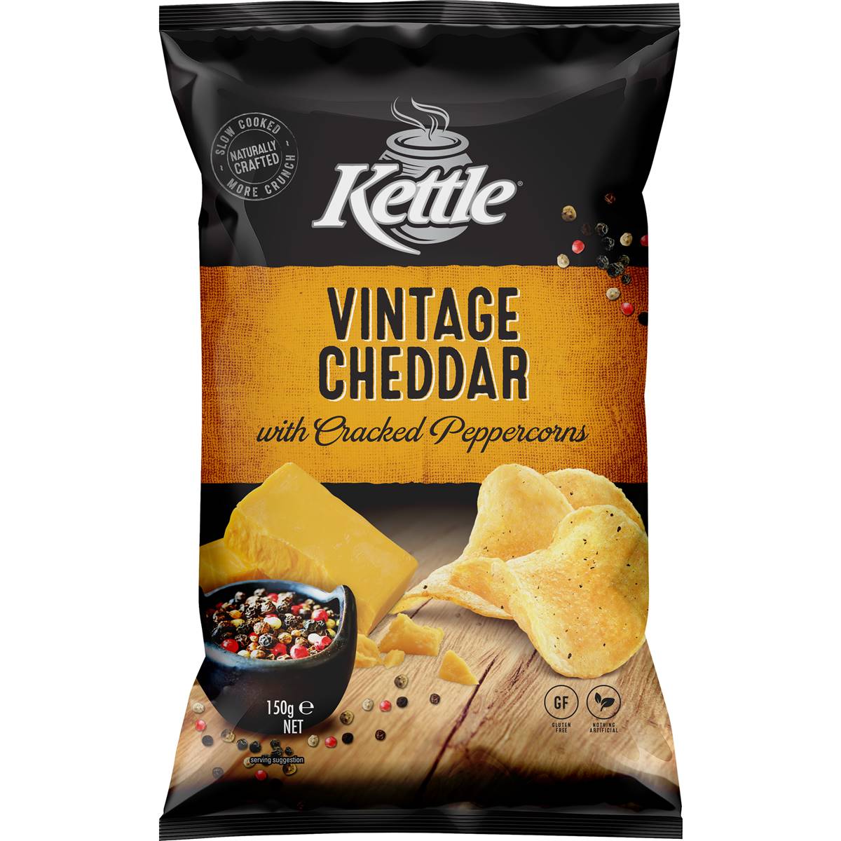 Kettle Vintage Cheddar With Cracked Peppercorns Chips 150g | Woolworths
