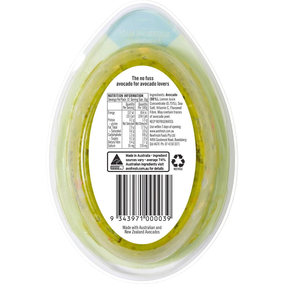 Avofresh Avocado Hint Of Lemon Tub 160g | Woolworths