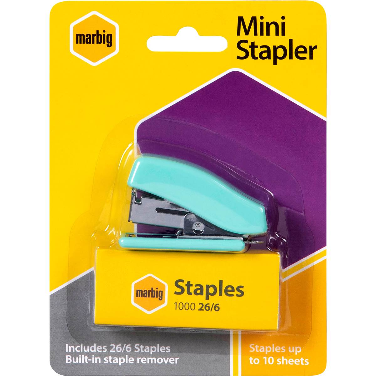 Marbig Mini Stapler 26/6mm Assorted Colours Each | Woolworths
