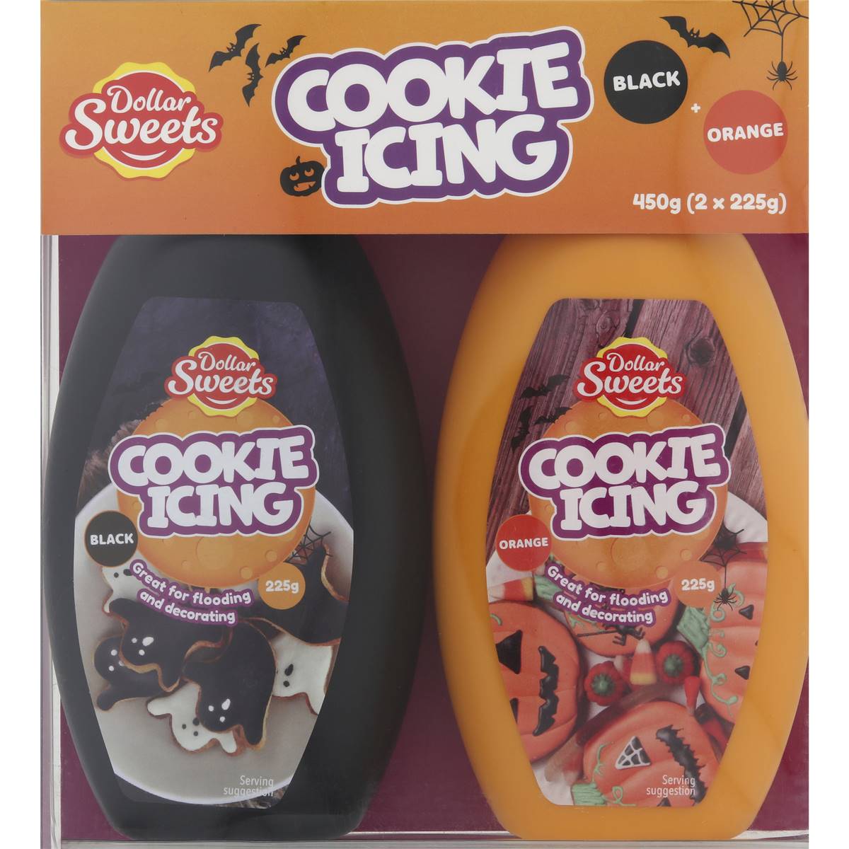 Dollar Sweets Halloween Cookie Icing Orange & Black 2 Pack | Woolworths