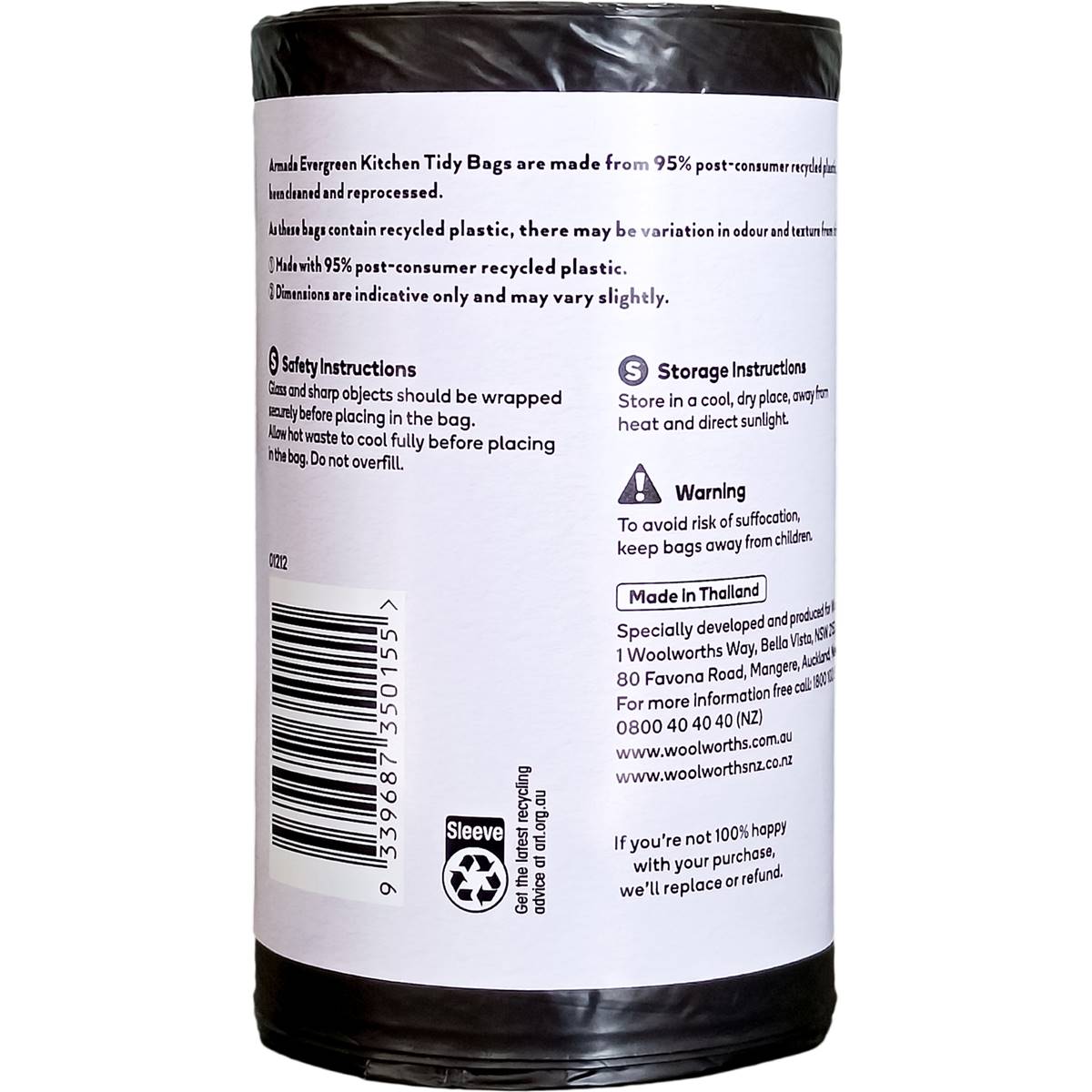 Armada Evergreen Kitchen Tidy Garbage Bags Medium 35 Pack | Woolworths