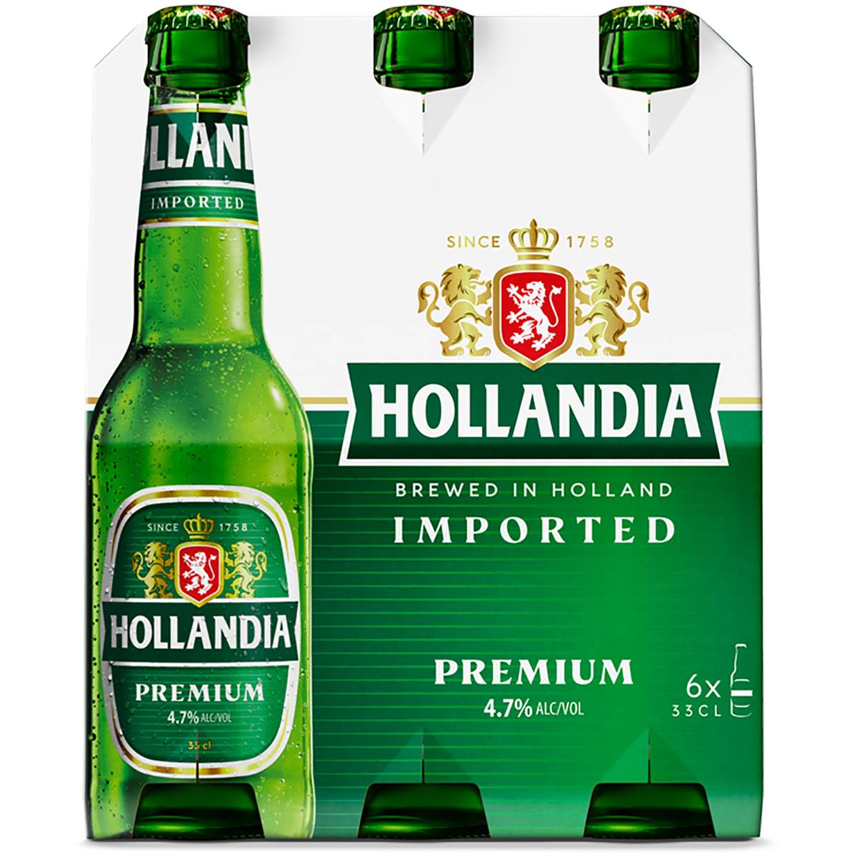 Hollandia Premium Lager Beer Bottles 330ml X 6 Pack | Woolworths
