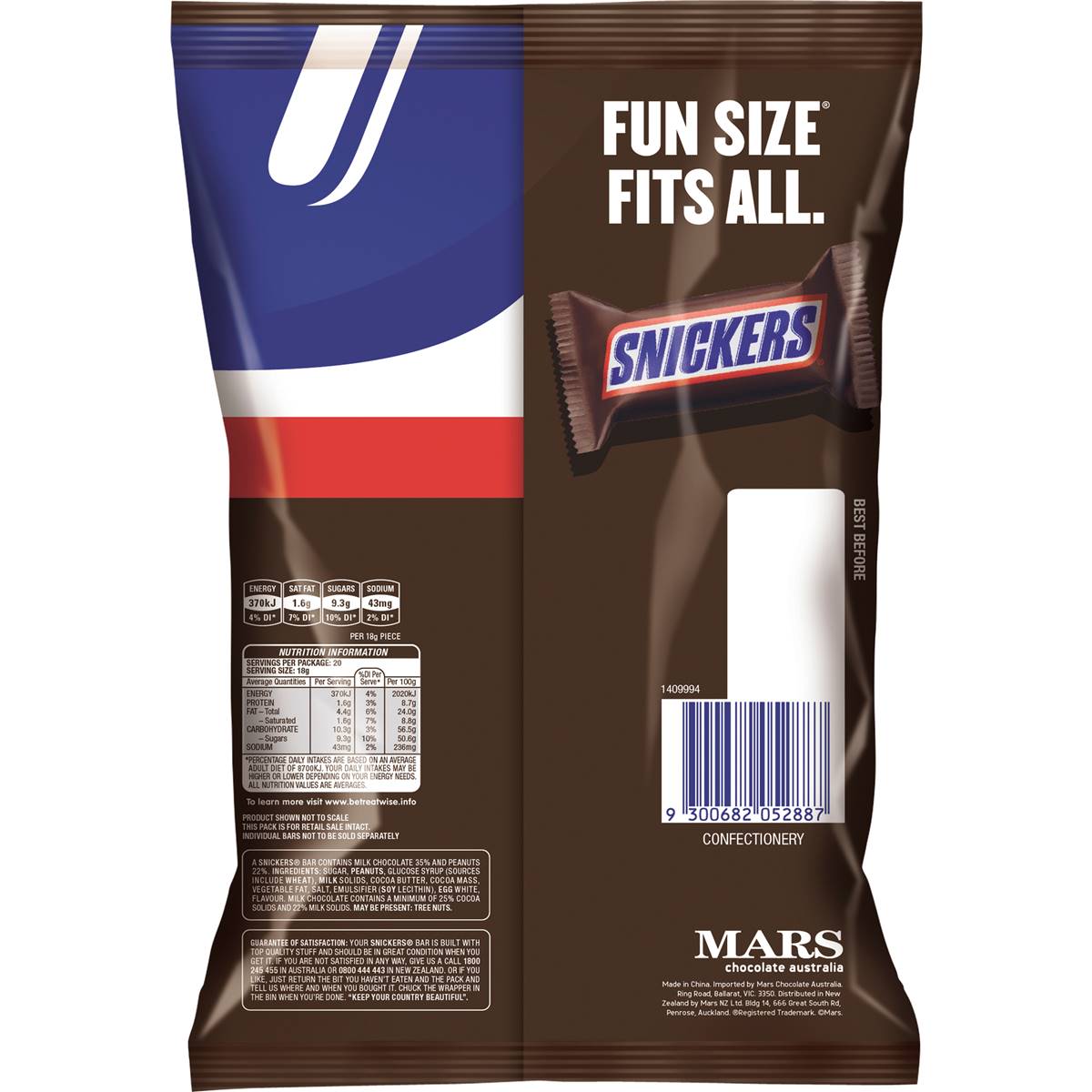 Snickers Chocolate Party Share Bag 20pc 360g | Woolworths