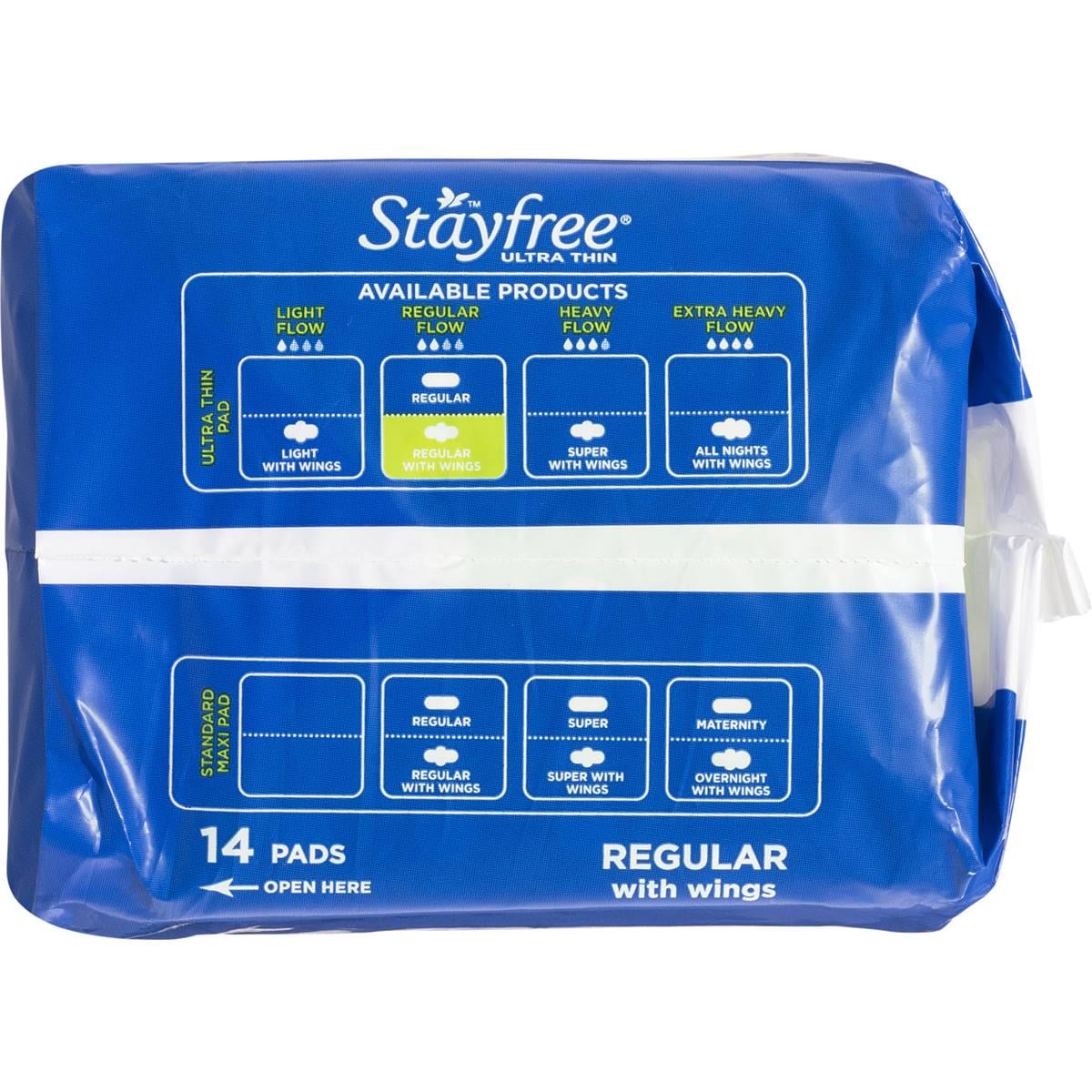 Stayfree Ultra Thin Regular Pads With Wings 14 Pack | Woolworths