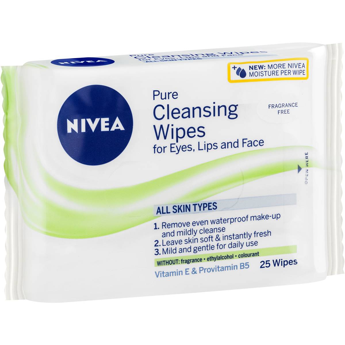 Nivea Pure Fragrance Free Cleansing Face Wipes With Vitamin E 25 Pack ...