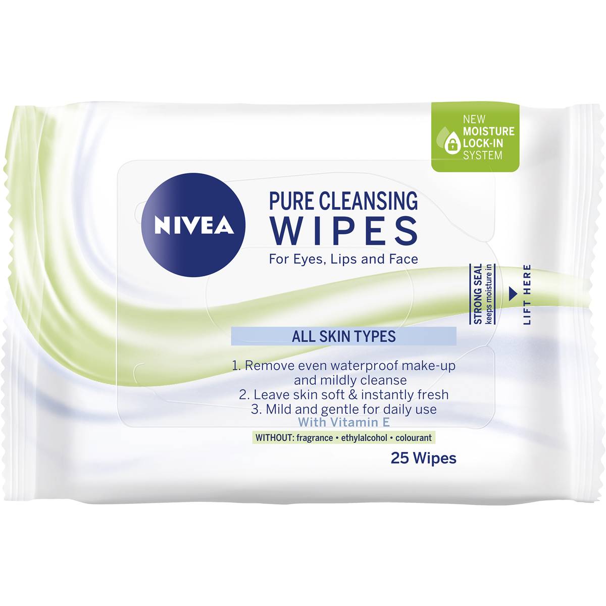 Nivea Pure Fragrance Free Cleansing Face Wipes With Vitamin E 25 Pack ...