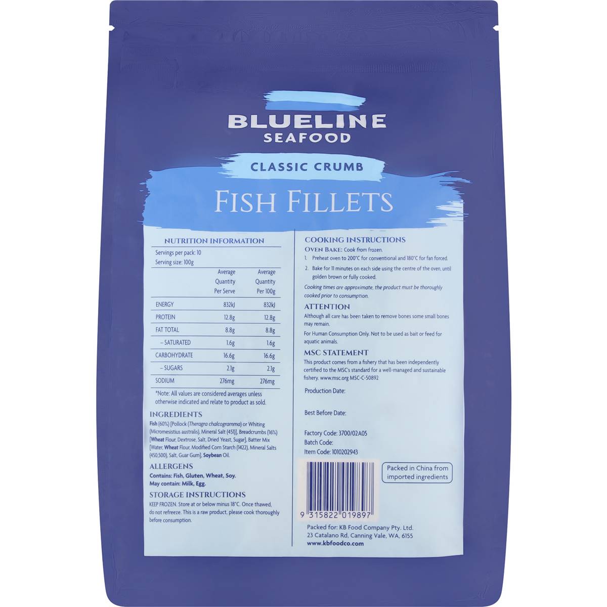 Blueline Seafood Classic Crumbed Fish Fillets 1kg | Woolworths