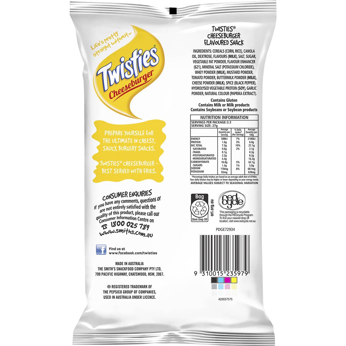 Twisties Cheeseburger Snacks 90g | Woolworths