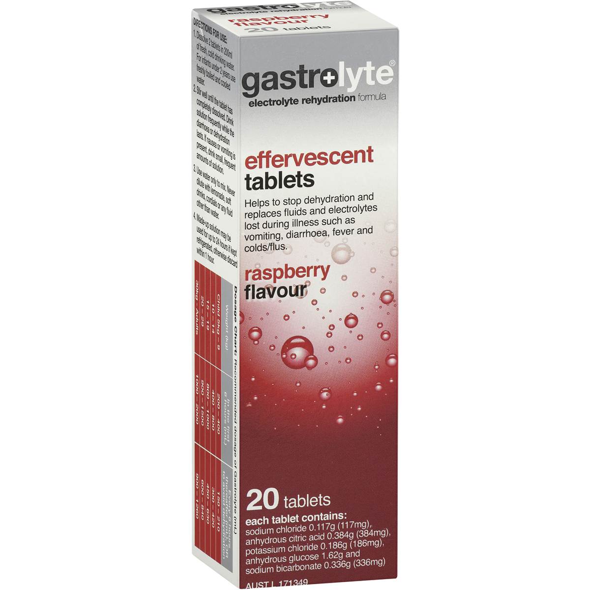 Gastrolyte Raspberry Effervesent Tablets 20 Pack | Woolworths