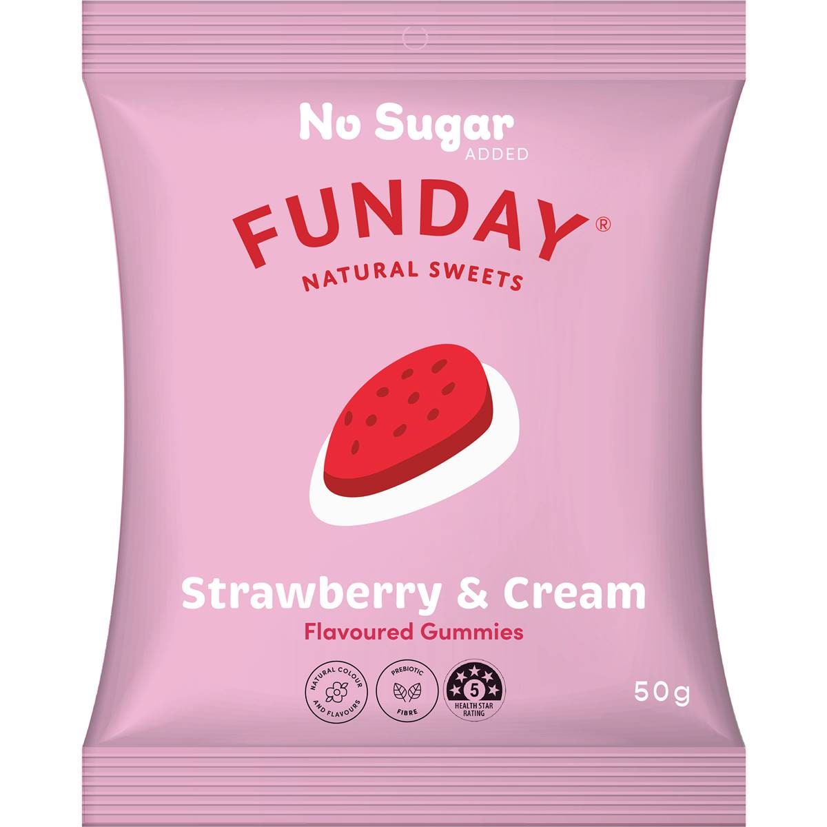 Funday Natural Sweets Flavoured Gummies Strawberry & Cream 50g | Woolworths