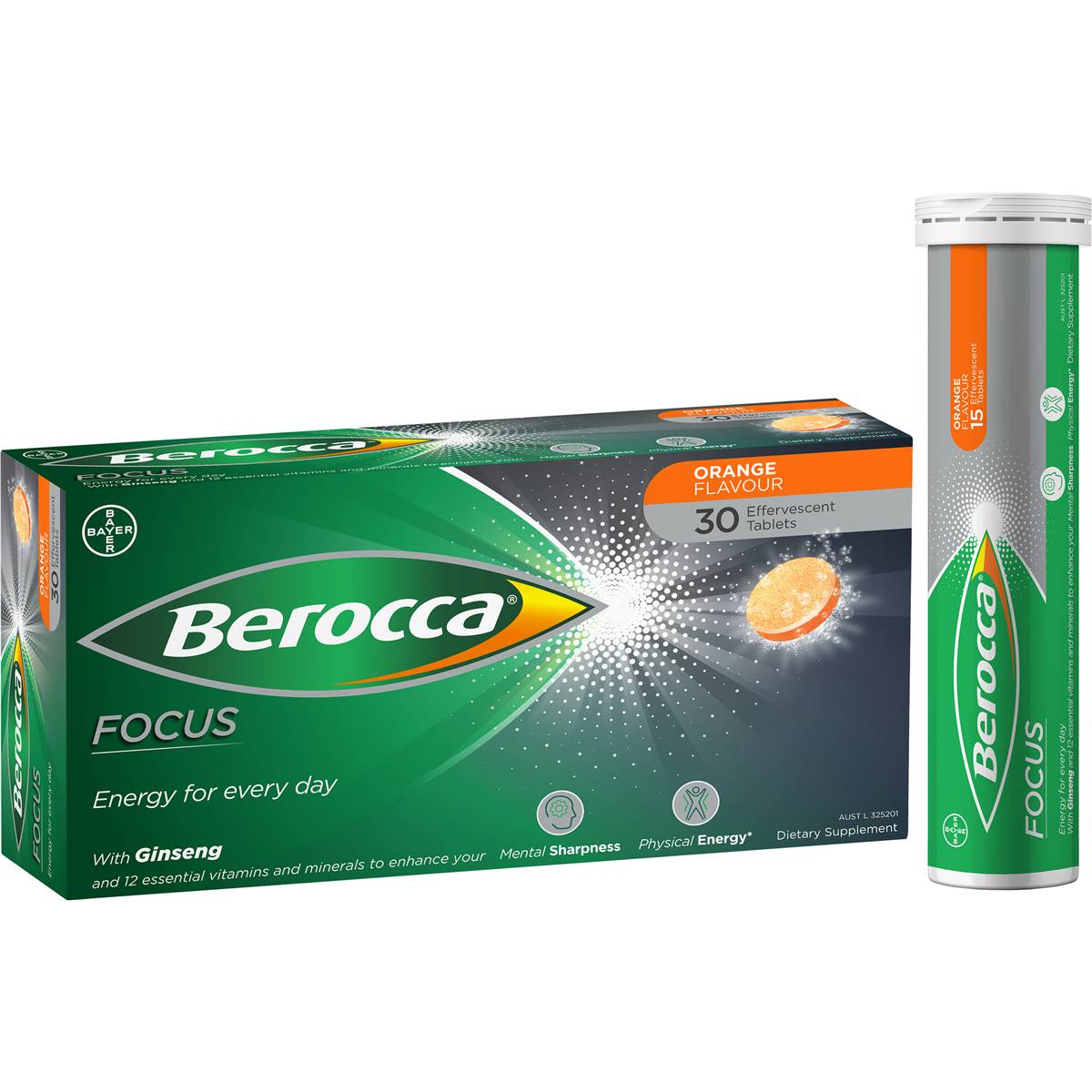Berocca 50+ Energy Vitamin With Ginseng Effervescent Tablets 30 Pack ...