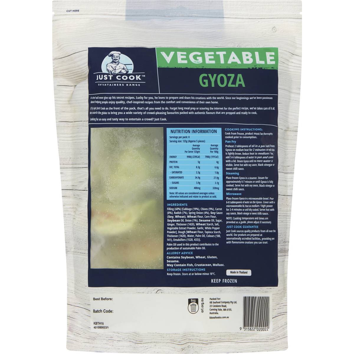 Just Cook Vegetable Gyoza 1kg | Woolworths