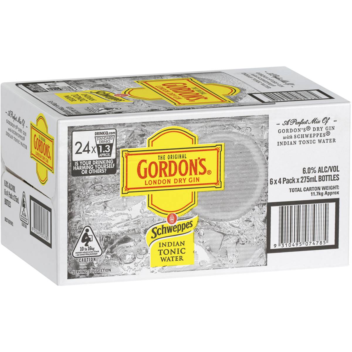 Gordon's Gin & Tonic Bottles 24x275ml | Woolworths