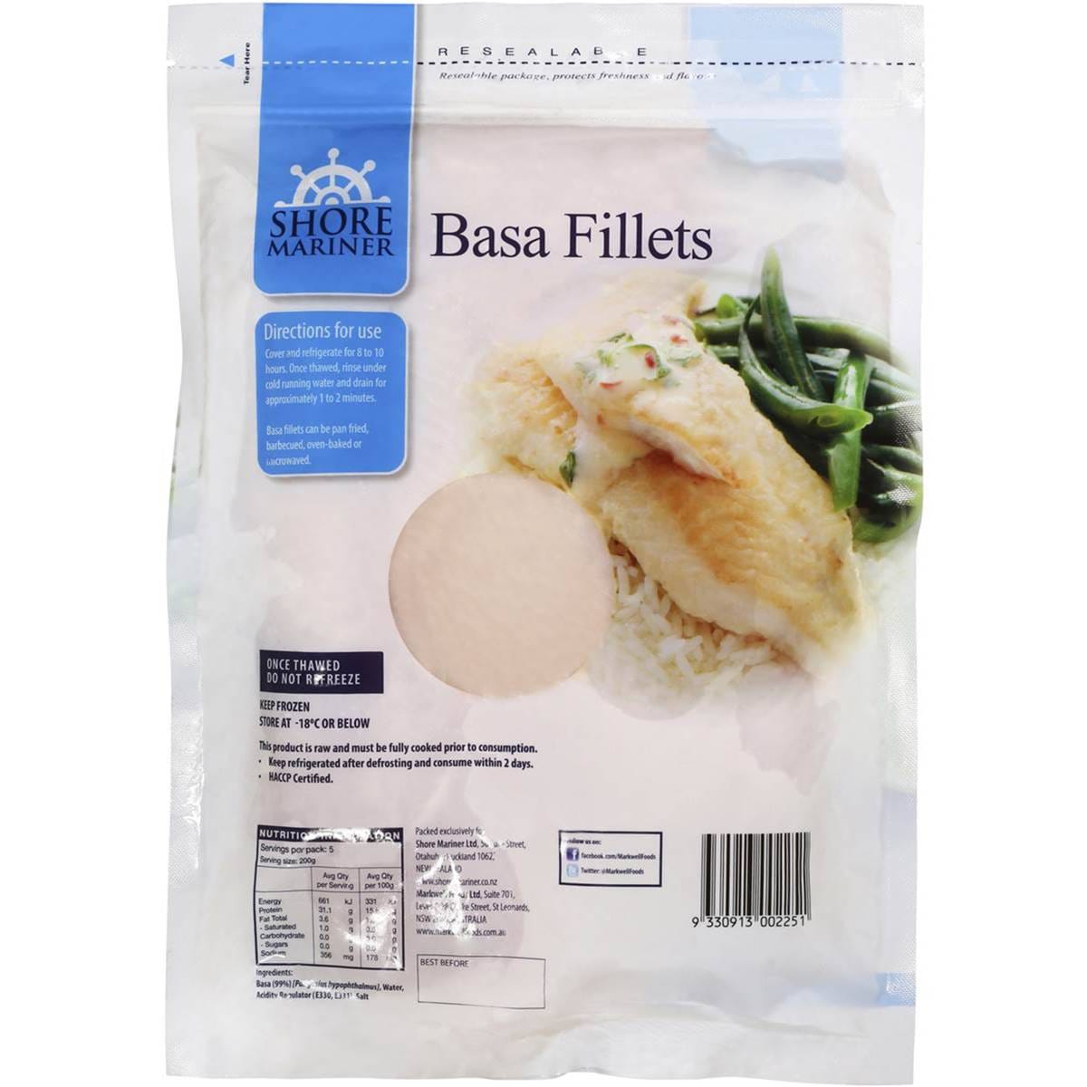 Shore Mariner Basa Fillets 1kg | Woolworths
