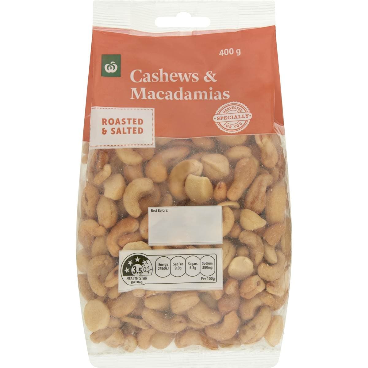 Woolworths Cashew & Macadamia Roasted & Salted 400g Pack | Woolworths
