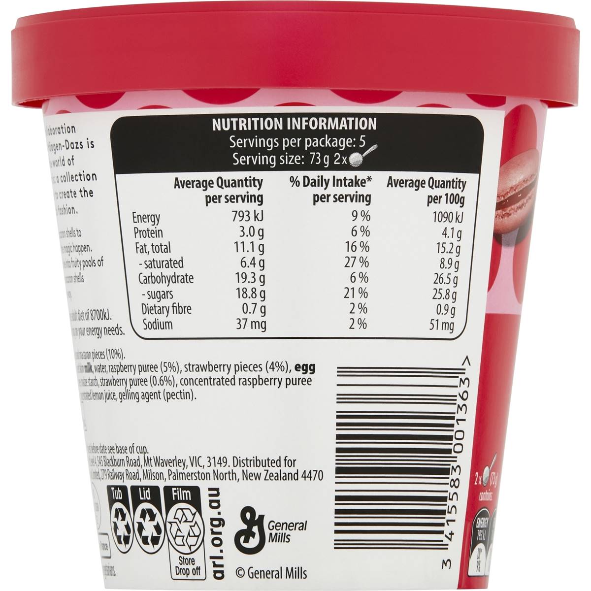 Haagen-dazs Strawberry Macaron Ice Cream 420ml | Woolworths