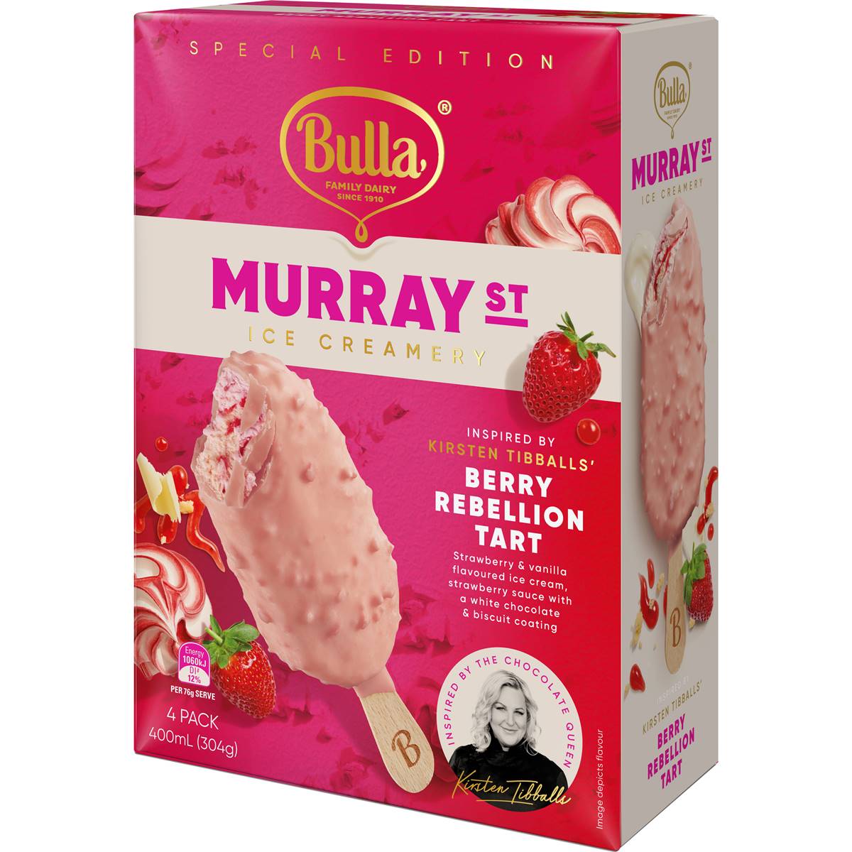 Bulla Murray St Ice Creams Berry Rebellion Tart 4 Pack | Woolworths
