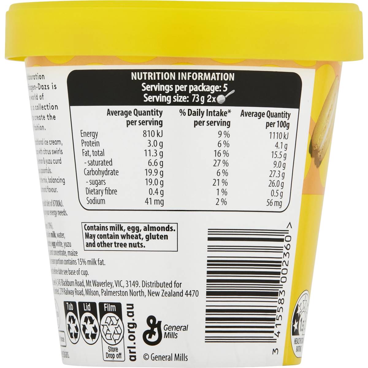 Haagen-dazs Yuzu & Lemon Macaron Ice Cream 420ml | Woolworths