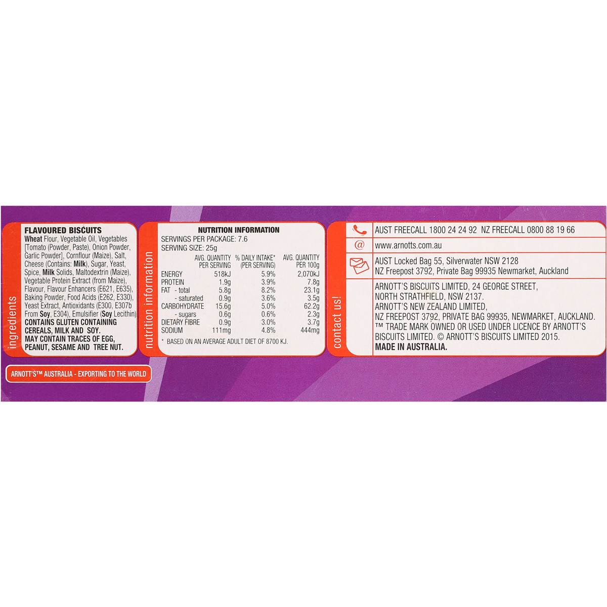 Arnott's Shapes Margherita Pizza 190g | Woolworths