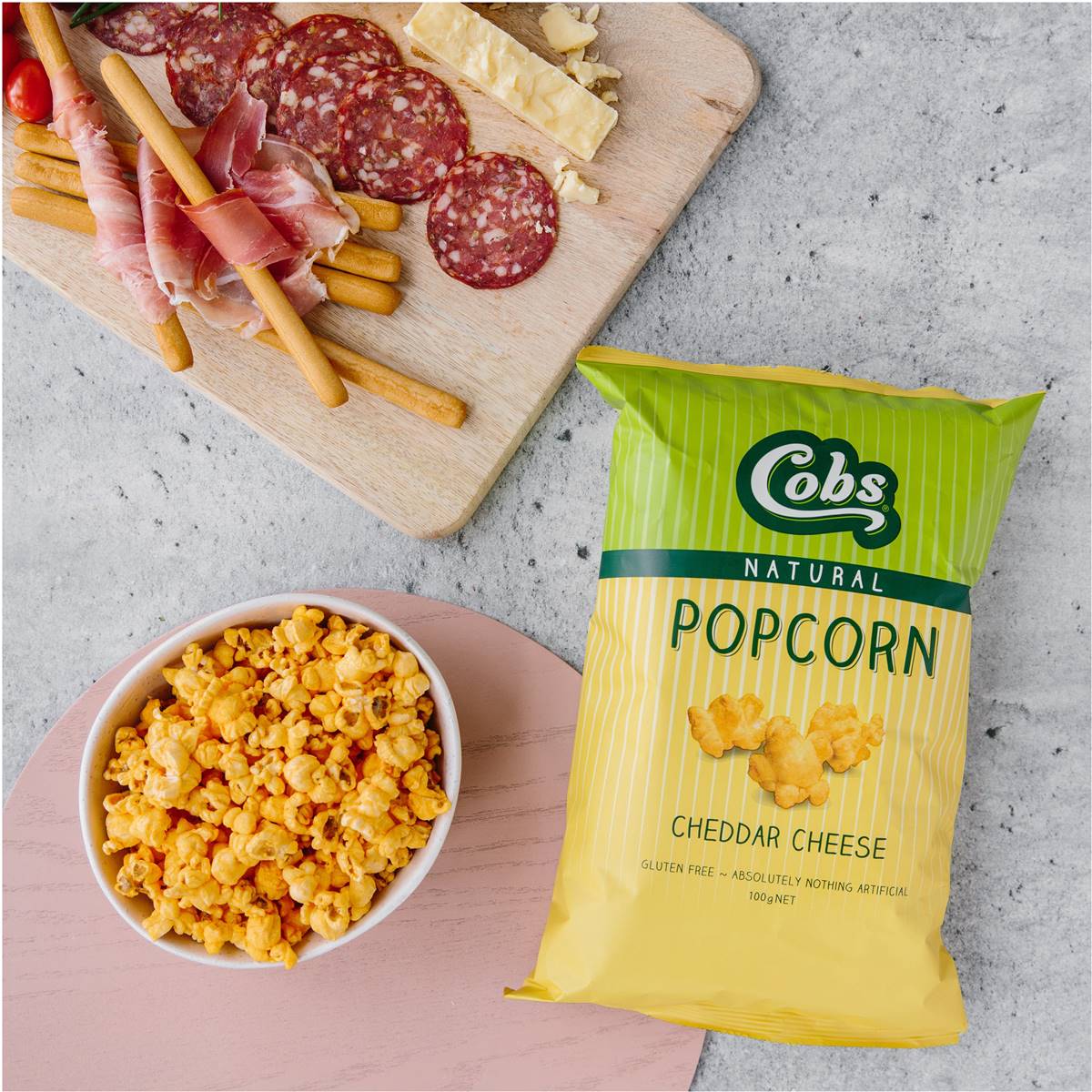 Cobs Natural Popcorn Cheddar Cheese 100g | Woolworths