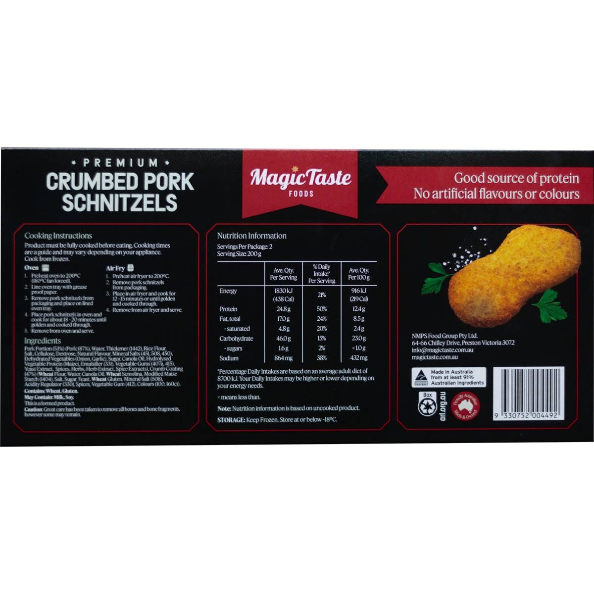 Magic Taste Premium Crumbed Pork Schnitzels 2 Pack | Woolworths
