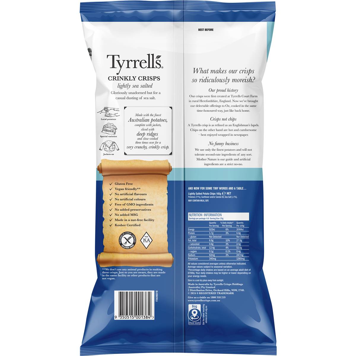 Tyrrell's Crinkly Chips Lightly Sea Salted 165g | Woolworths
