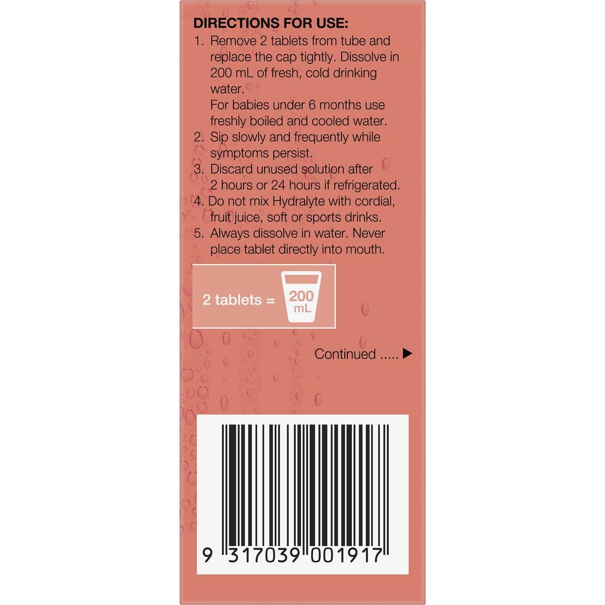 Hydralyte Effervescent Electrolyte Tablets Peach Crush 10 Pack | Woolworths