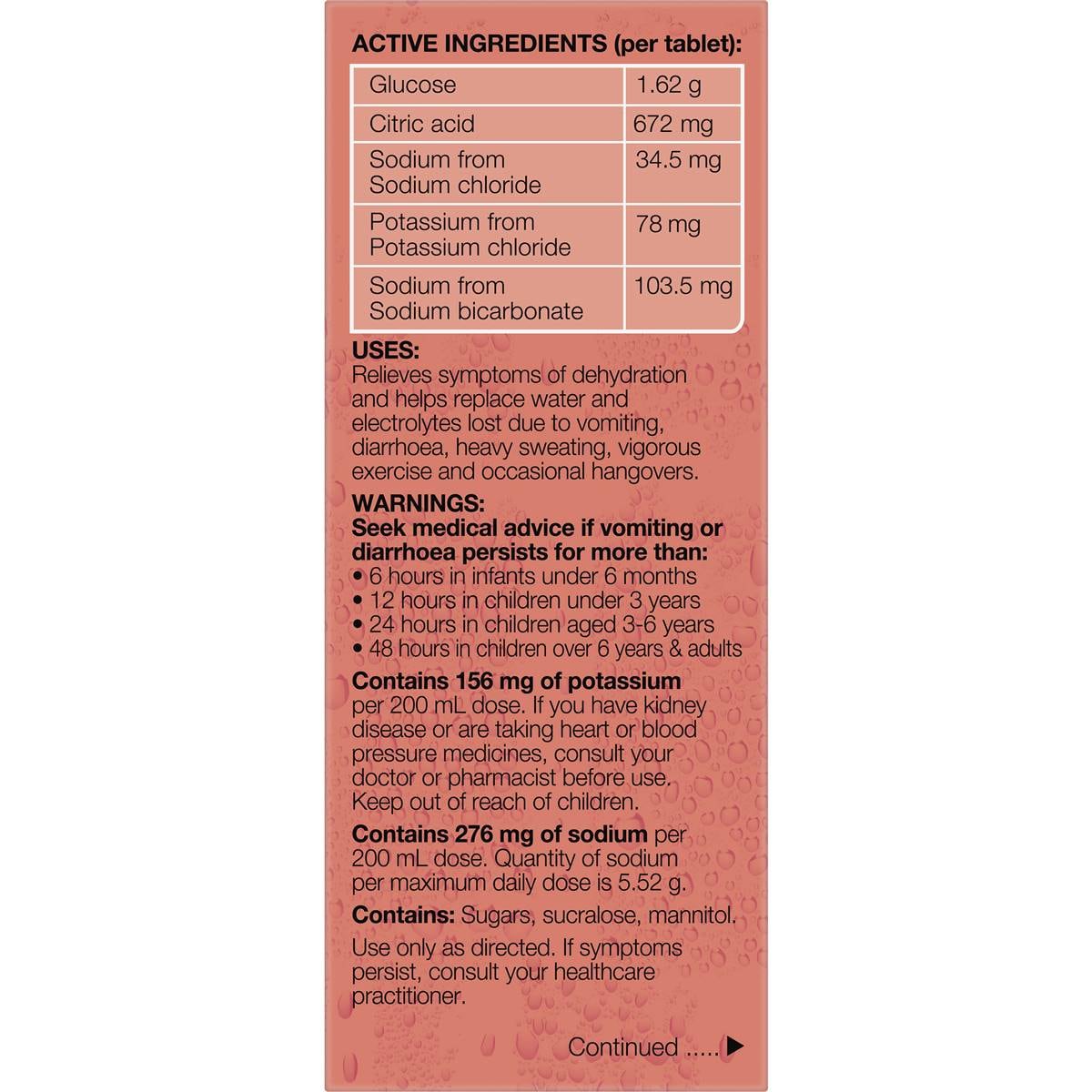 Hydralyte Effervescent Electrolyte Tablets Peach Crush 10 Pack | Woolworths