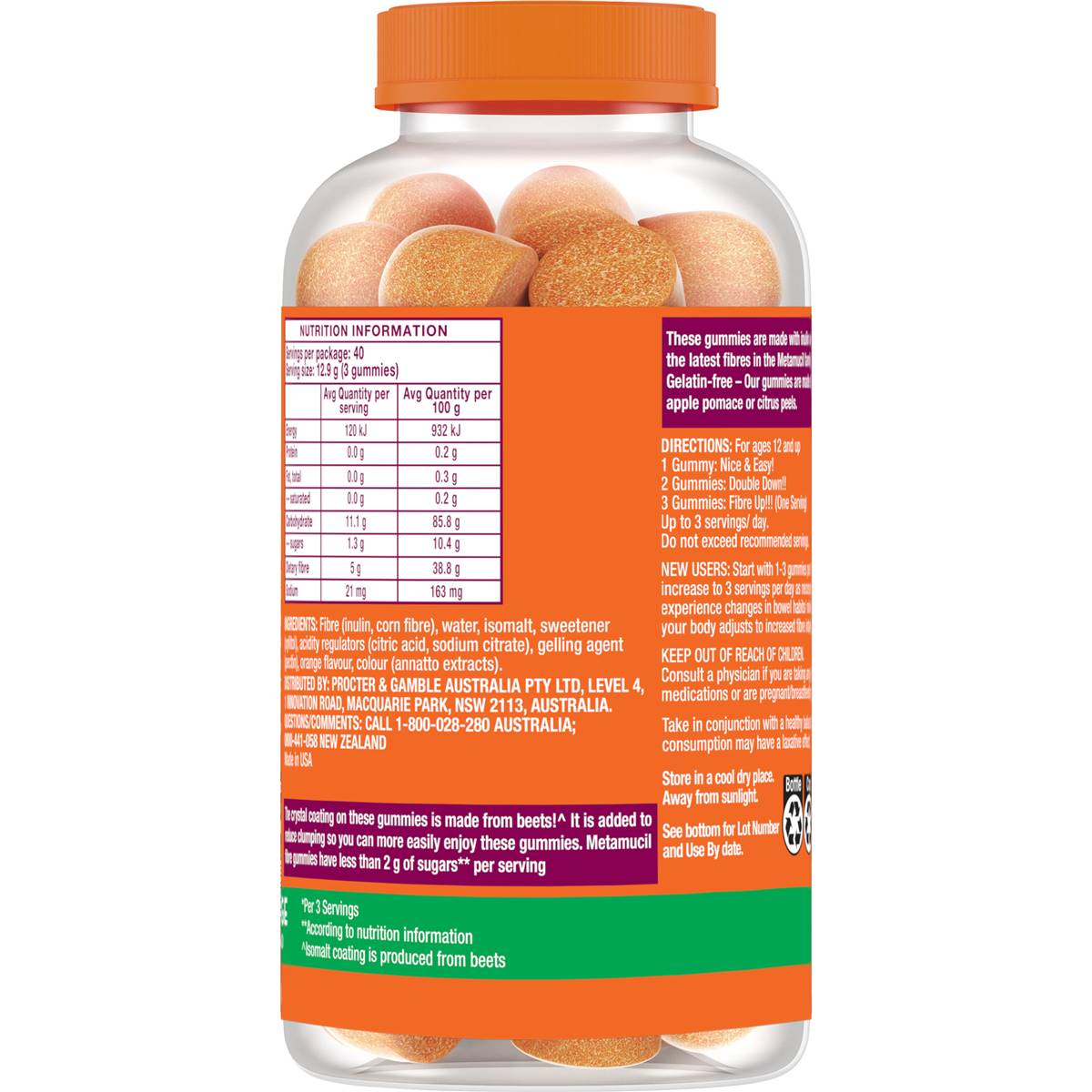 Metamucil Fibre Gummies For Digestive Health 120 Pack | Woolworths