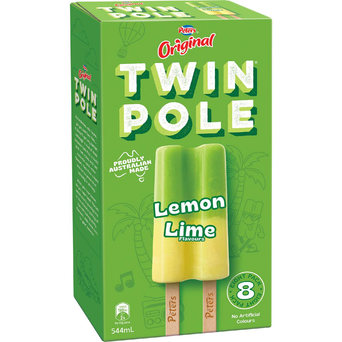 Peters Twin Pole Lemon Lime 8 Pack | Woolworths