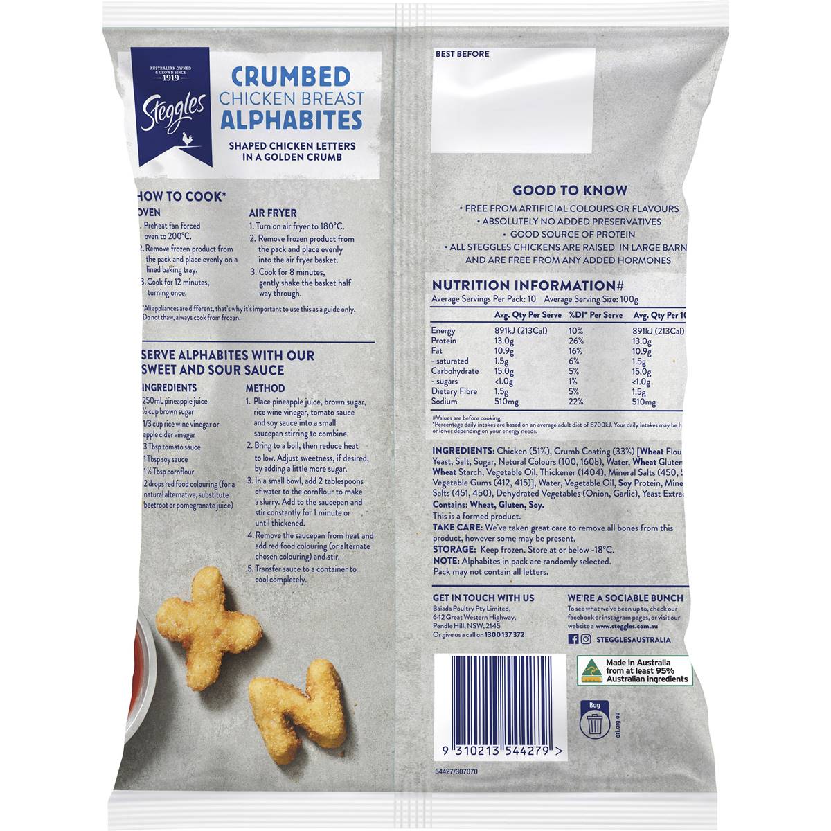 Steggles Chicken Breast Alphabites Crumbed 1kg | Woolworths