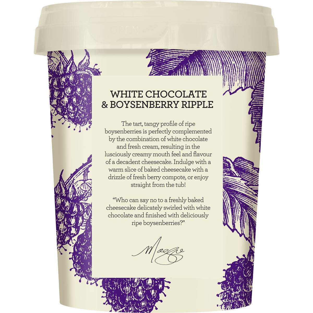 Maggie Beer Ice Cream White Chocolate Boysenberry Ripple 500ml | Woolworths