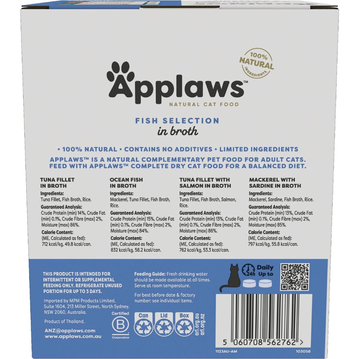 Applaws Fish Selection In Broth Cat Food 70g X 20 Pack | Woolworths