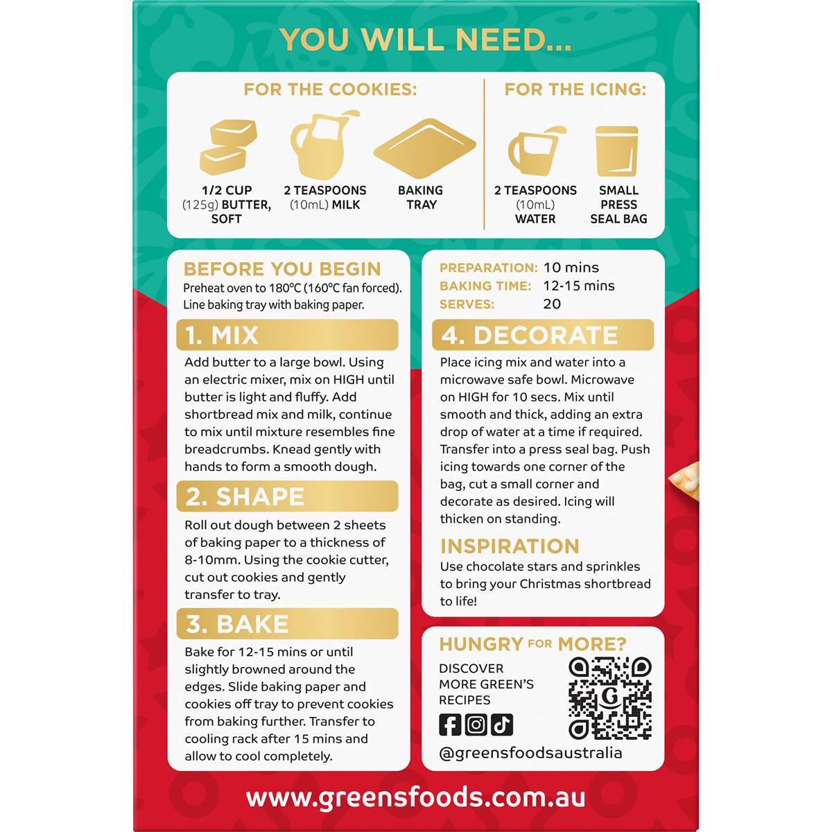 Green's Christmas Shortbread Cookie Mix 400g | Woolworths