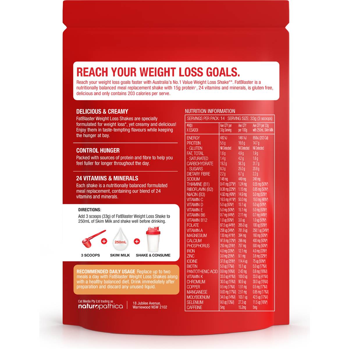 Fat Blaster Weight Loss Shake Caramel 465g | Woolworths