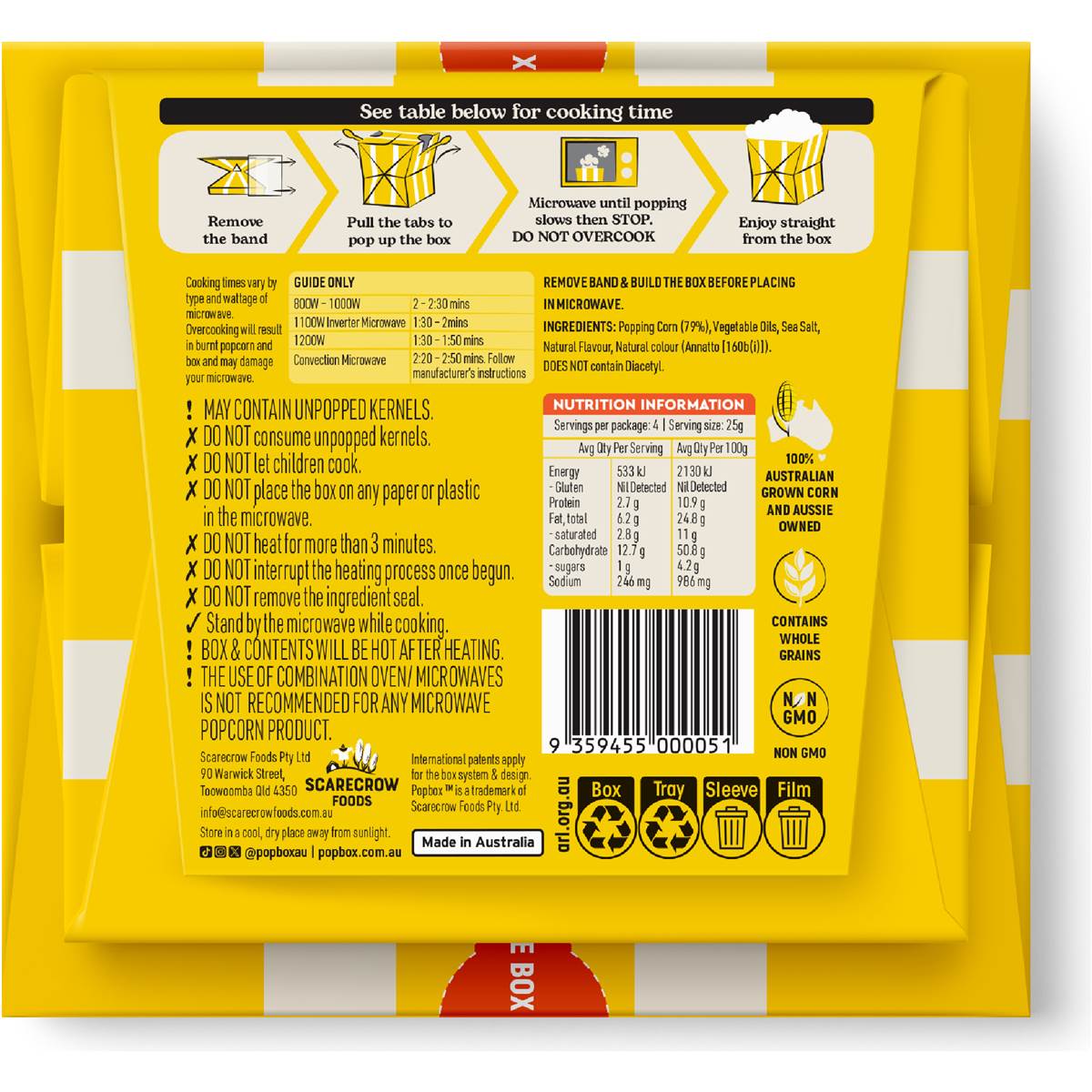 Pop Box Mega Butter Microwave Popcorn 100g | Woolworths