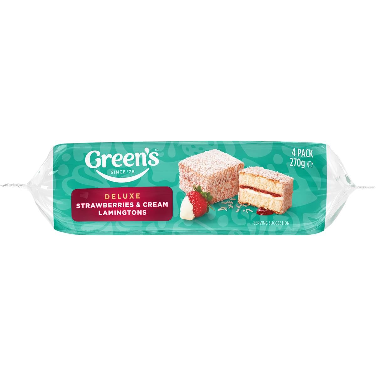 Green's Strawberries & Cream Lamingtons 4 Pack | Woolworths