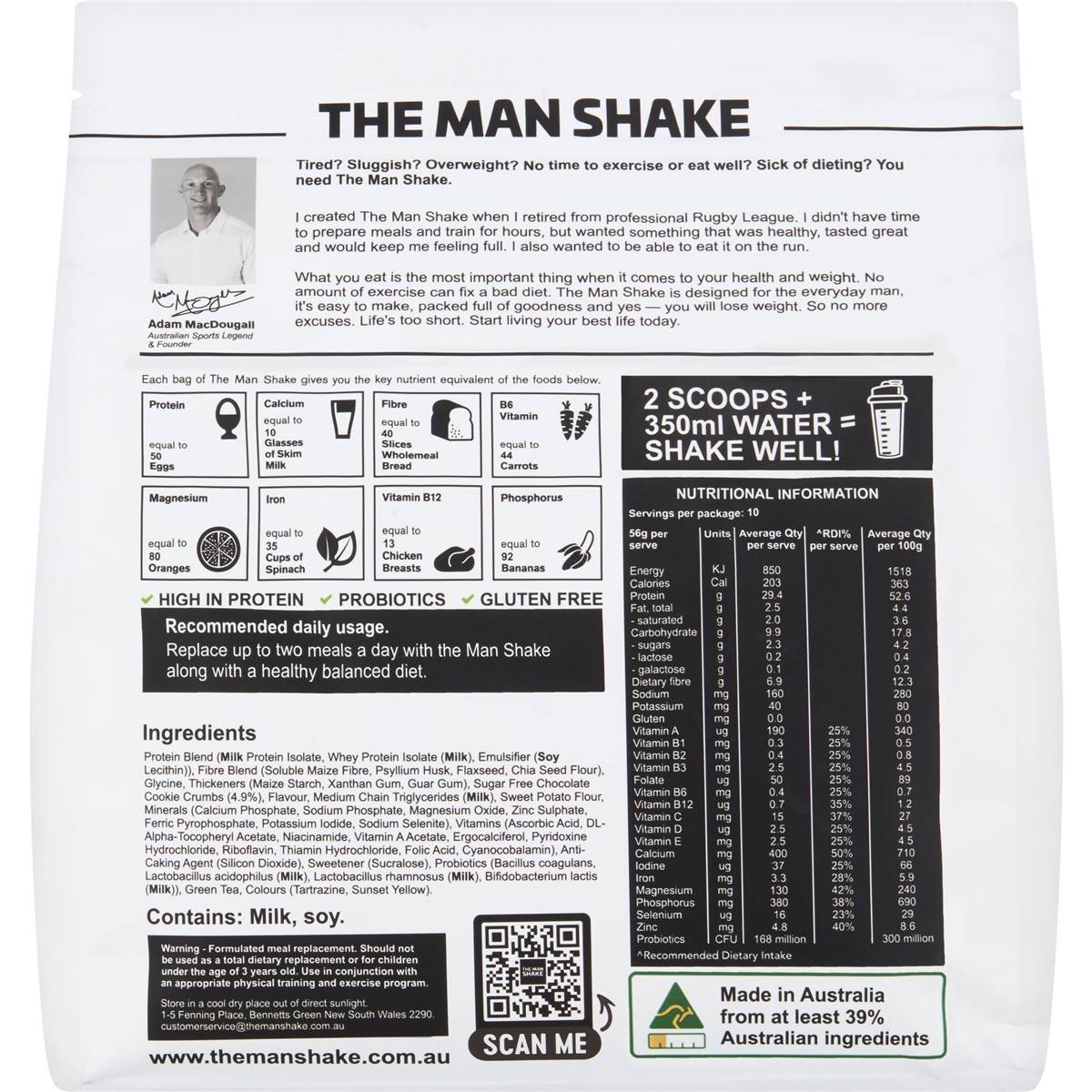 The Man Shake Honeycomb Choc Crunch Flavour 560g | Woolworths