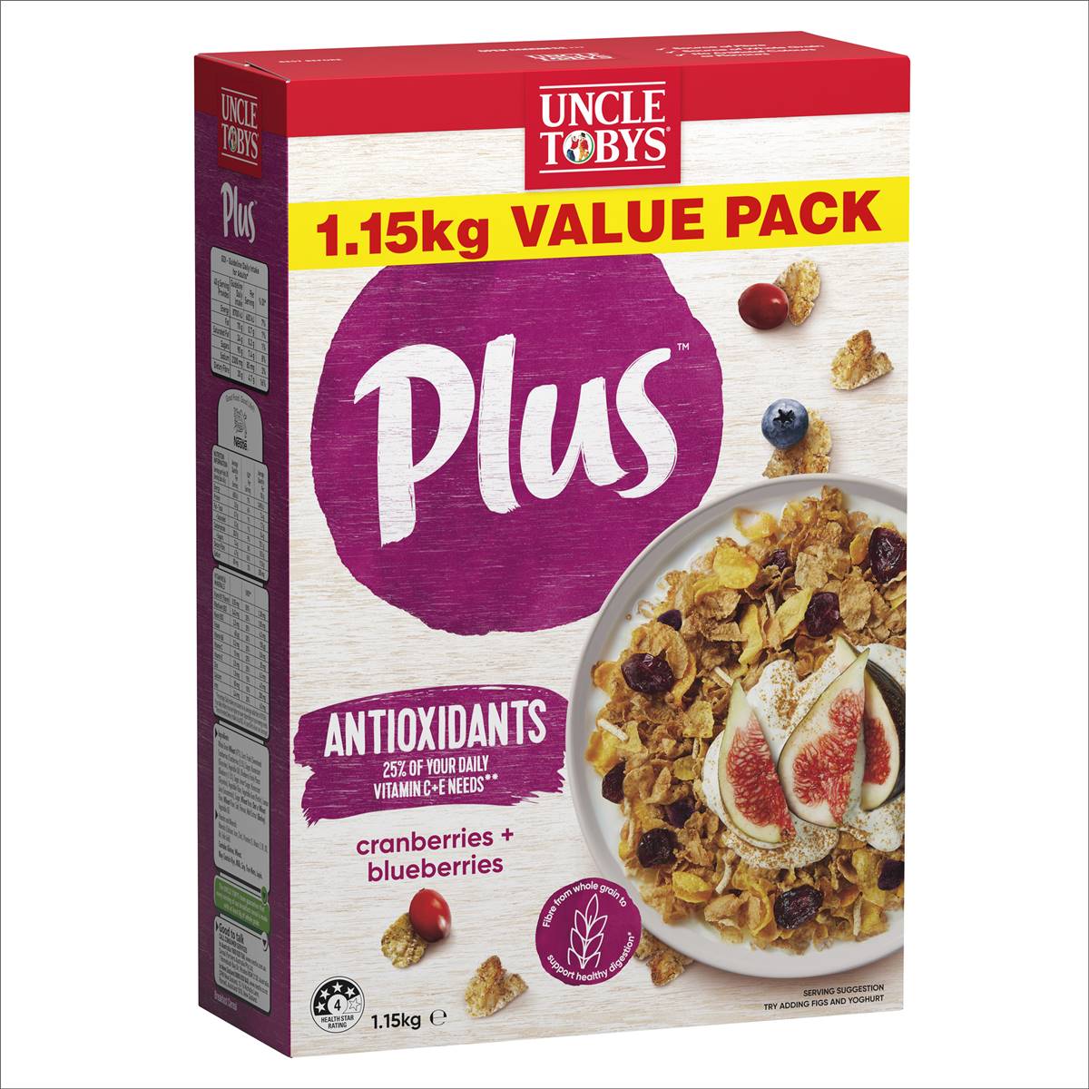 Uncle Tobys Plus Cereal Cranberries & Blueberries 1.15kg | Woolworths