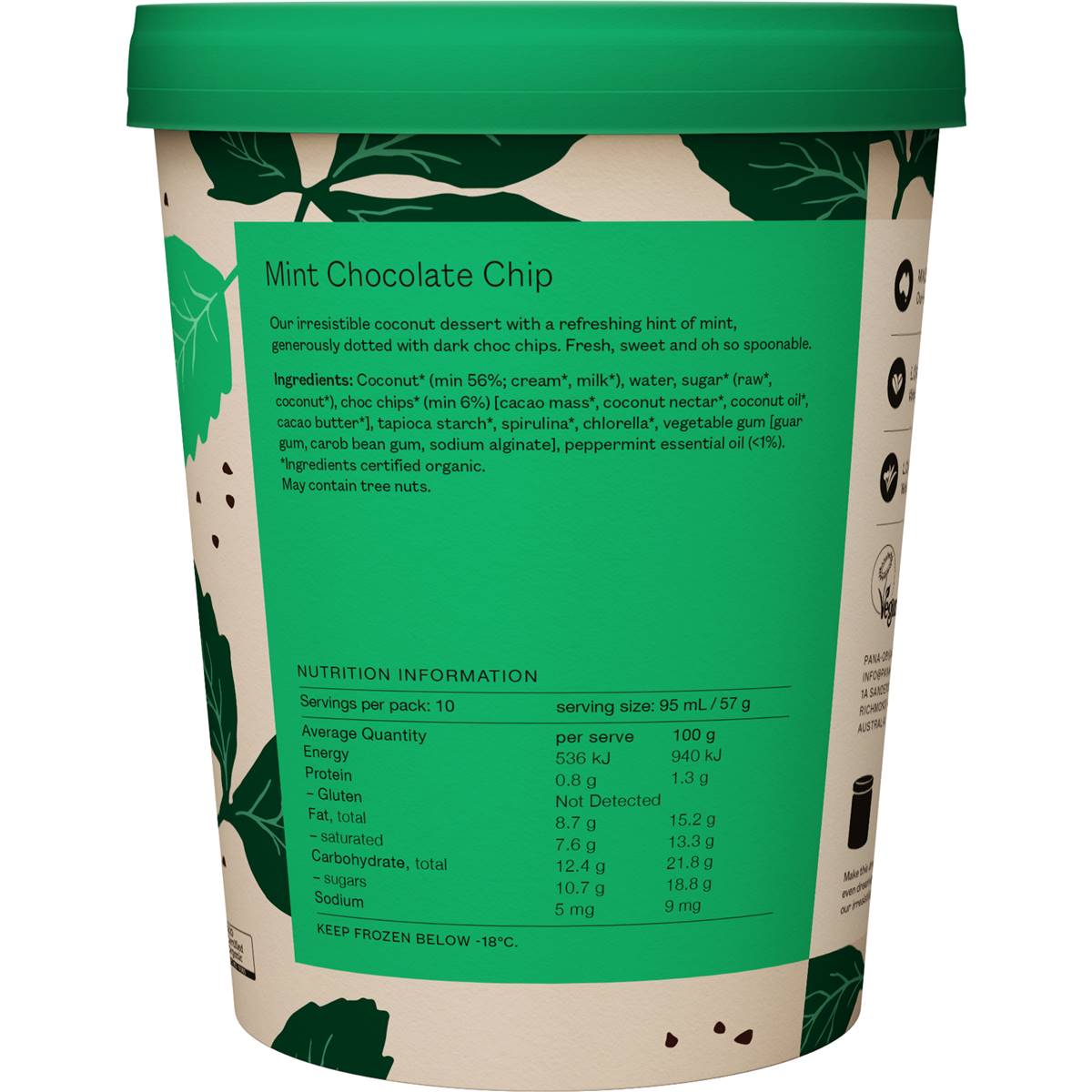 Pana Organic Mint Chocolate Chip Frozen Dessert Tub 950ml Woolworths