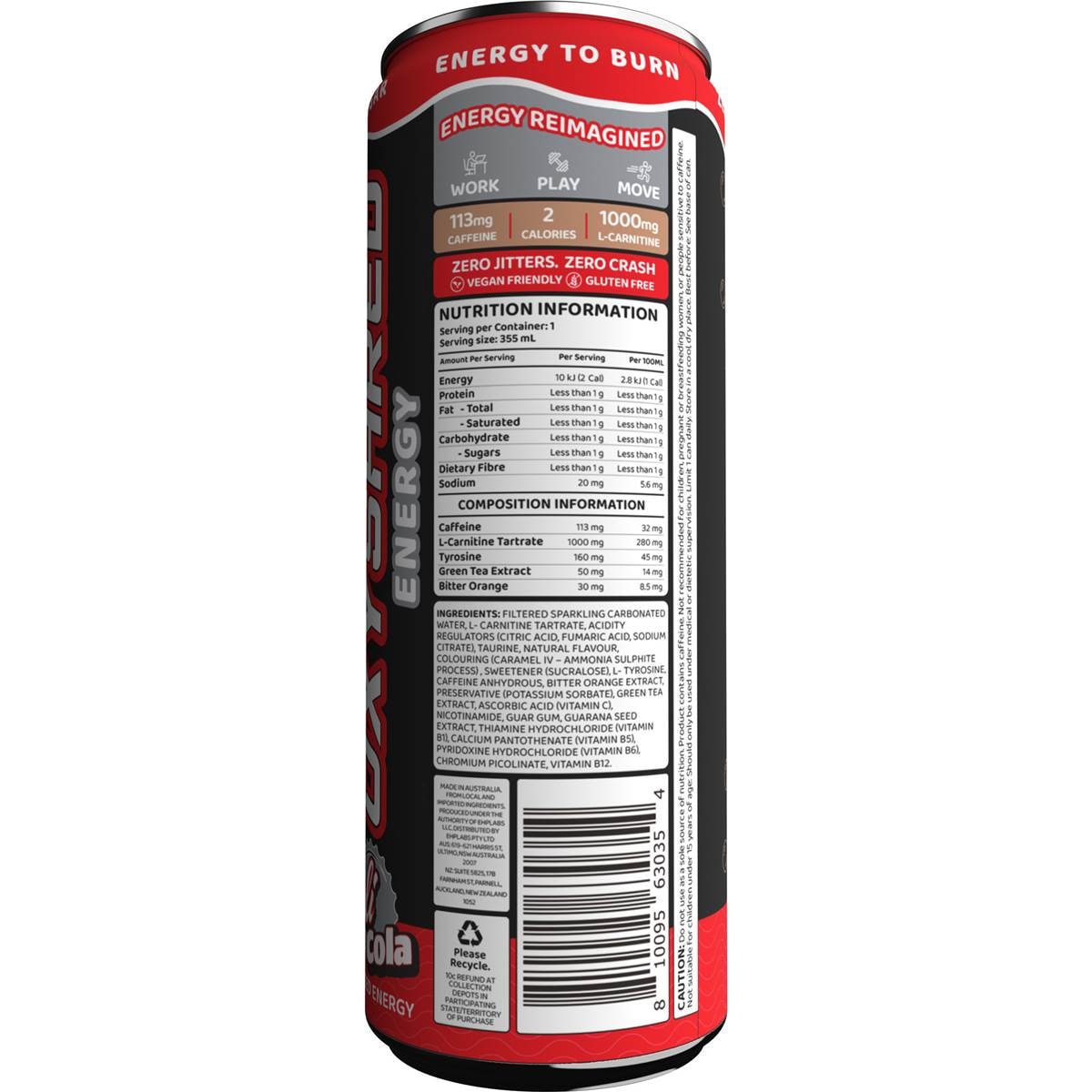 Oxyshred Ultra Energy Cali Cola 355ml | Woolworths