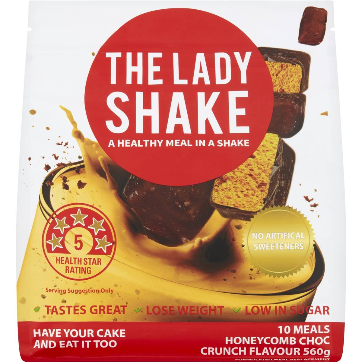 The Lady Shake Honeycomb Choc Crunch Flavour 560g | Woolworths