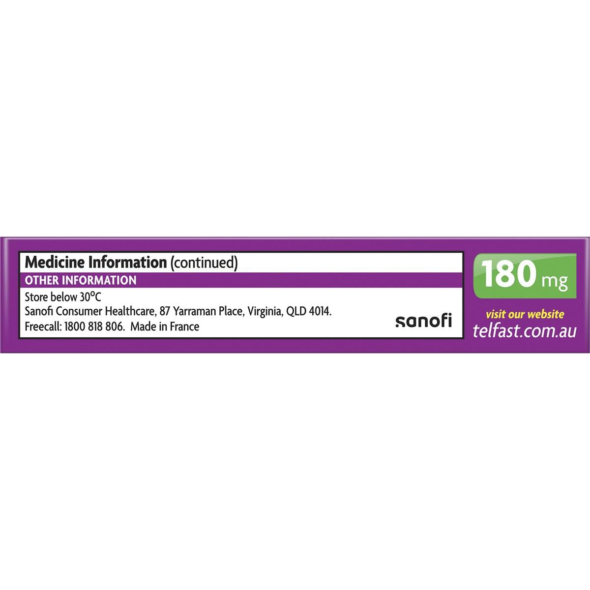 Telfast Hayfever Allergy Relief 180mg Non Drowsy Tablets 10 Pack ...