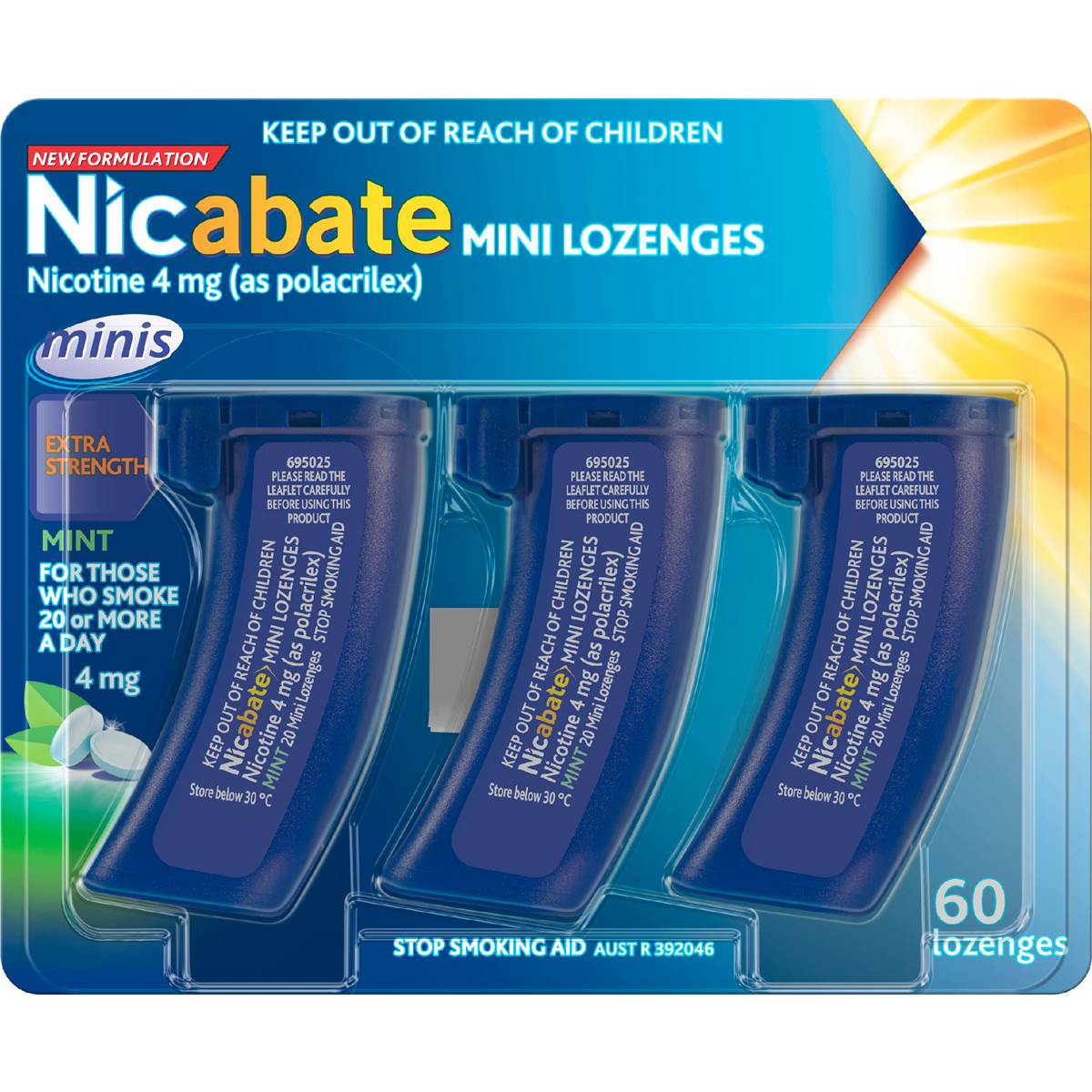 Nicabate Quit Smoking Mini Lozenge 4mg Nicotine 60 Pack | Woolworths