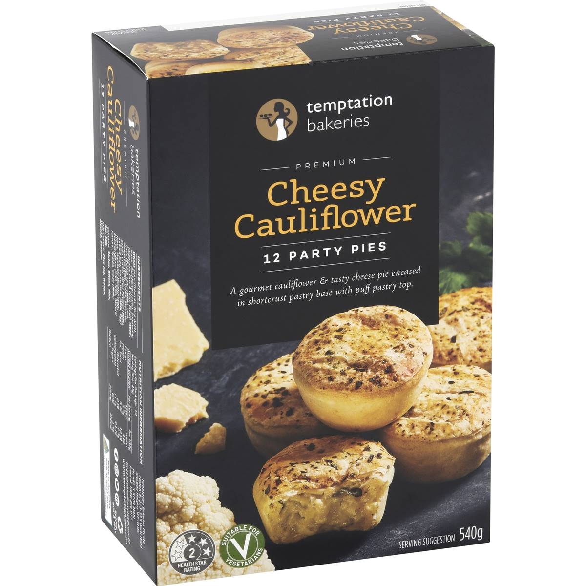 Temptation Bakeries Cheesy Cauliflower Party Pies 12 Pack | Woolworths