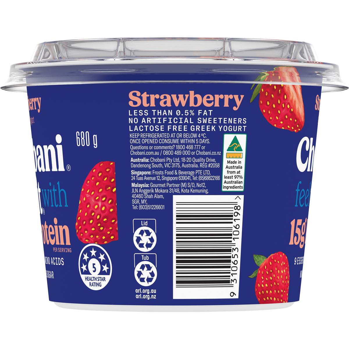 Chobani Fit Strawberry Greek Yogurt 680g | Woolworths