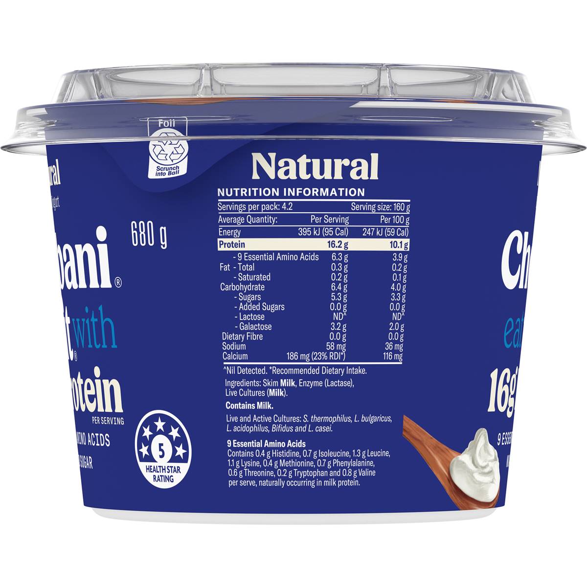Chobani Fit Natural Greek Yogurt 680g | Woolworths