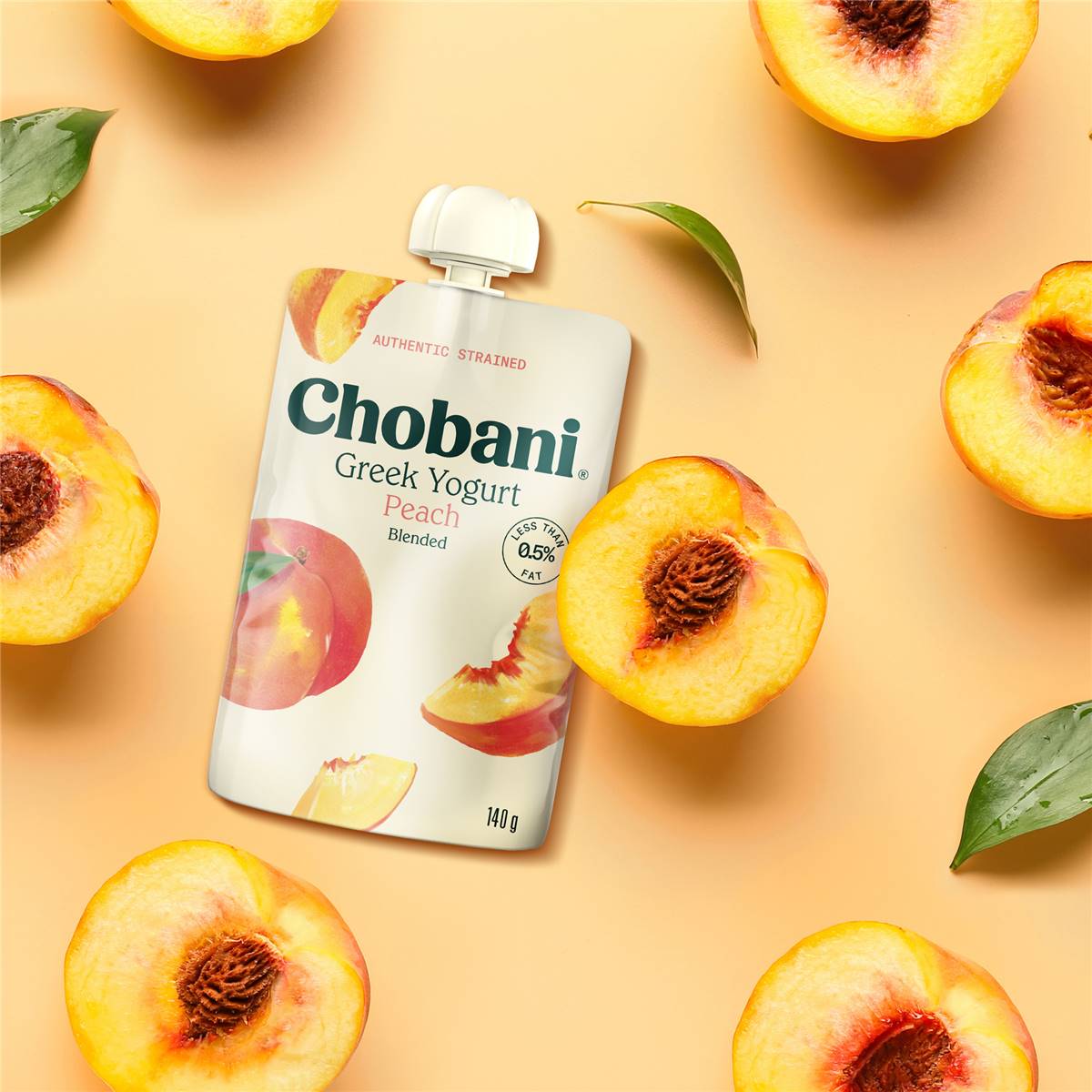 Chobani Greek Yogurt Pouch Peach 140g | Woolworths